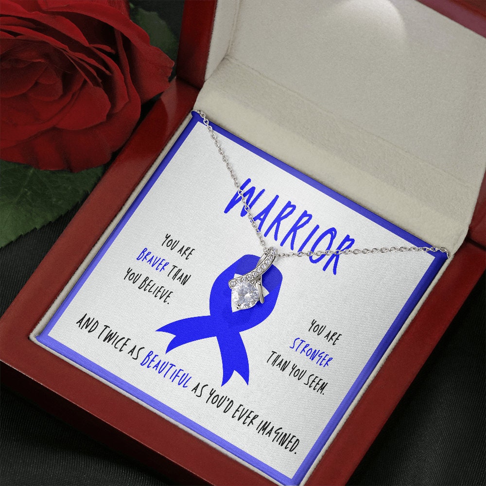 Huntington's Disease Warrior Ribbon Necklace Gift Blue - Etsy