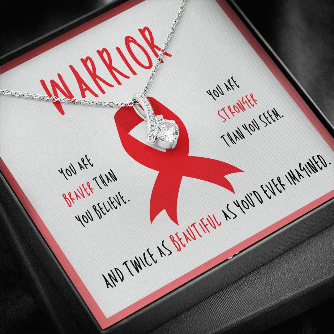 Sickle Cell Anemia Warrior Ribbon Necklace Gift | Red Ribbon Awareness ...