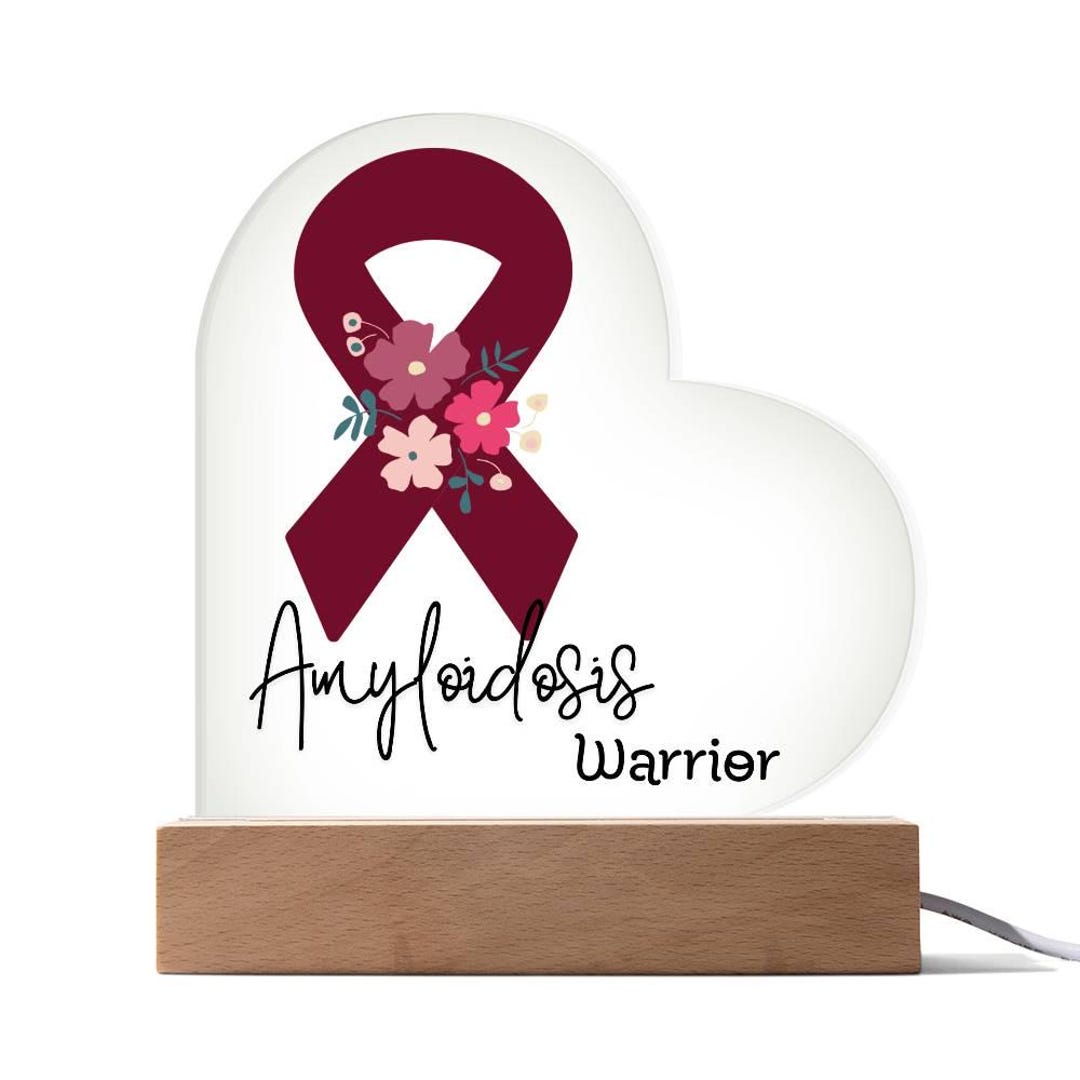 Amyloidosis Warrior Acrylic Heart Plaque Sign | LED Light up Night ...