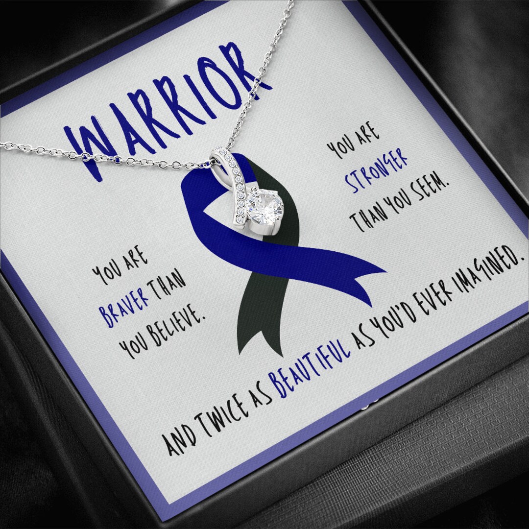 Ocular Melanoma Warrior Ribbon Necklace Gift | Black Ribbon Awareness ...