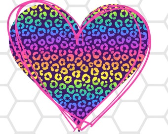 Digital Png File Mama Rainbow Watercolor Leopard Cheetah Heart Hand ...