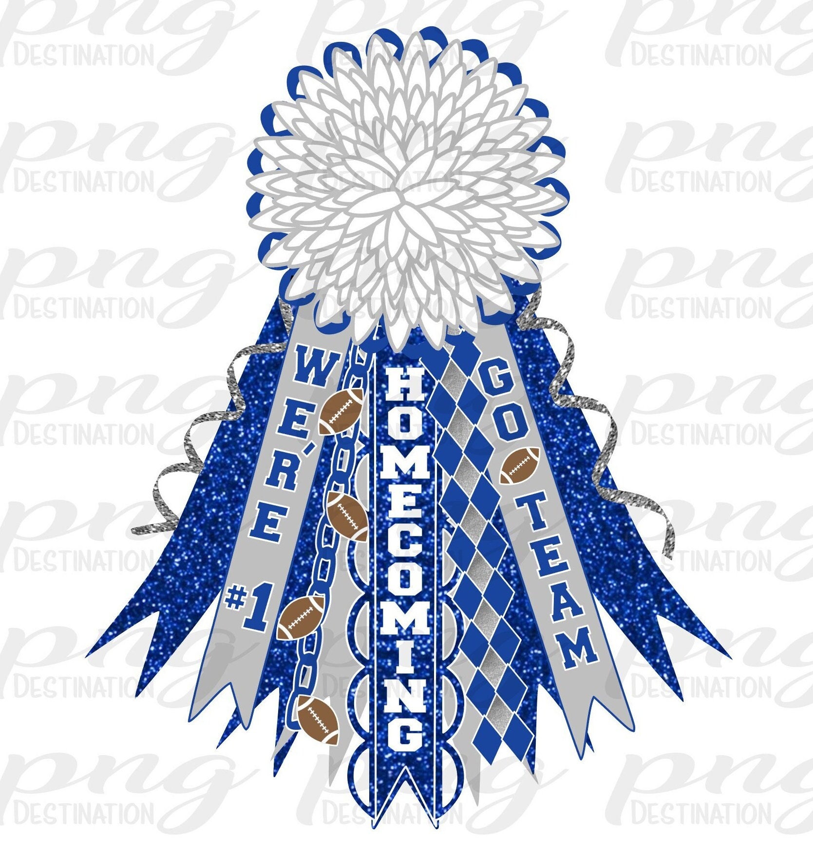 Blue Homecoming Mum PNG/ White Silver Blue /white Flower Mum / Shirt ...