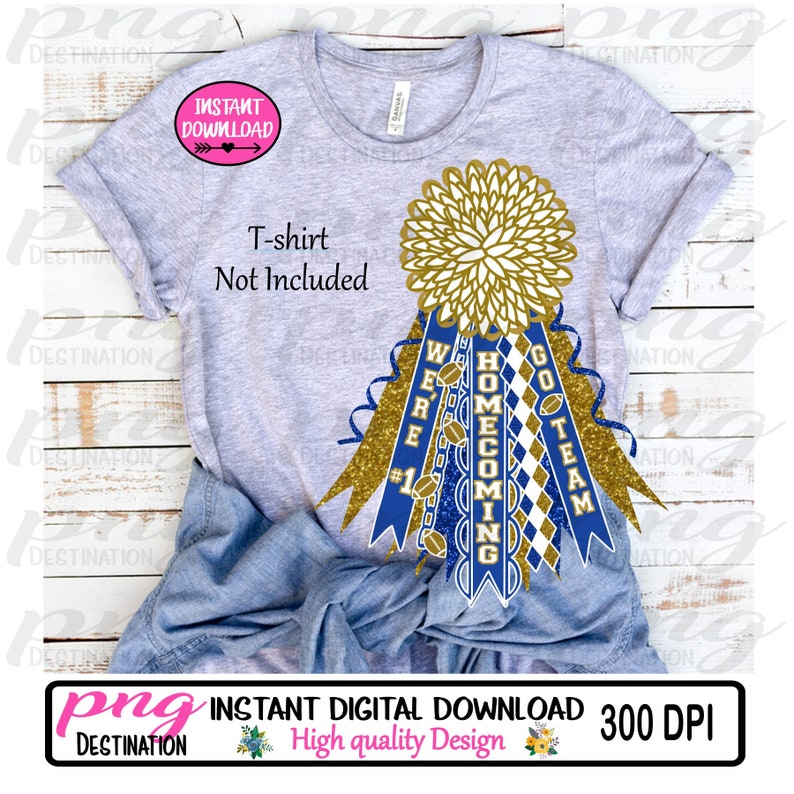 Gold Blue Homecoming Mum Png/gold White Blue/gold Flower Mum/shirt Mum ...