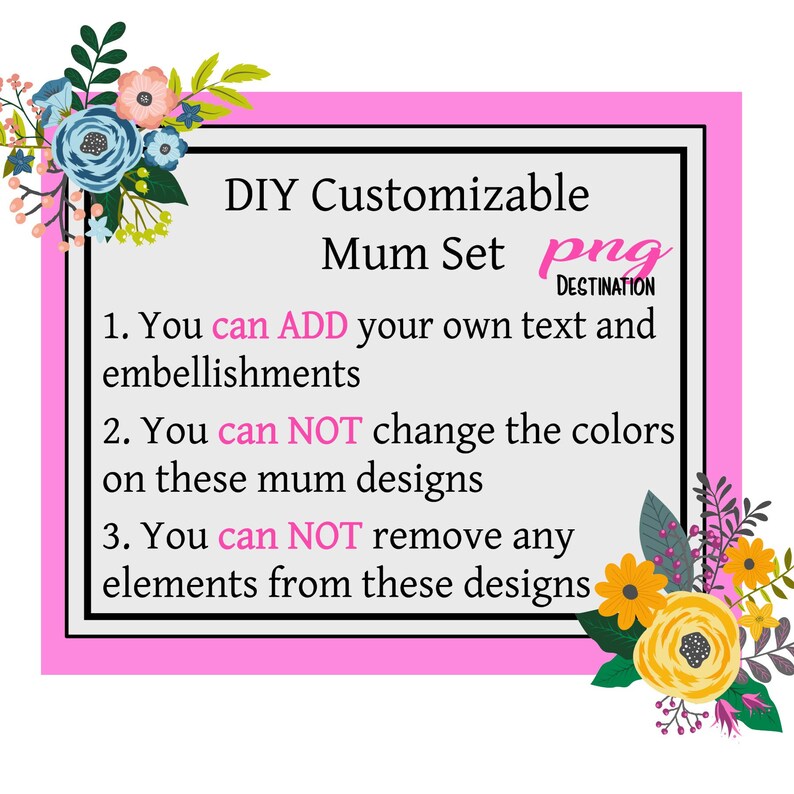 Blank "colored Flower" Customizable Mum Set PNG/10 File/shirt Mum ...