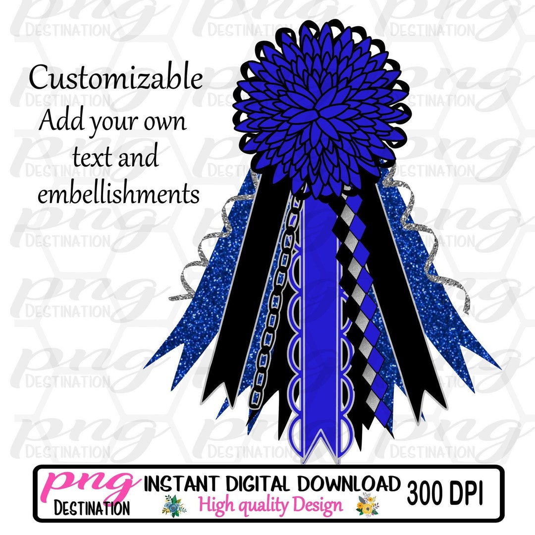 Blue Flower/blank Ribbons/customizable/homecoming DIY Mum Png/blue ...