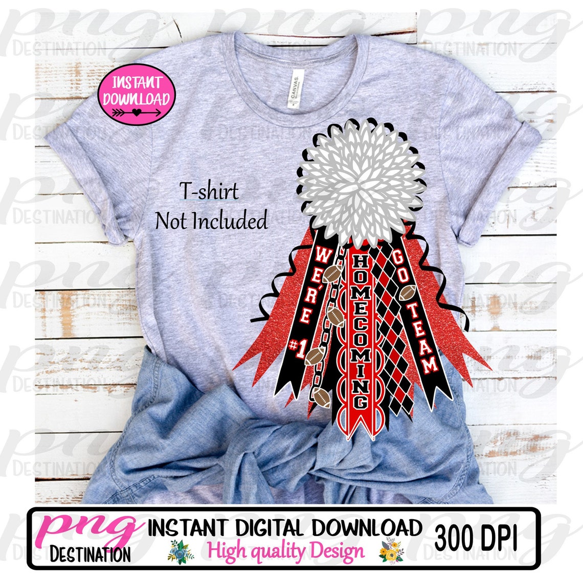 Red Homecoming Mum Png//white Black Red//white Flower Mum//shirt Mum ...
