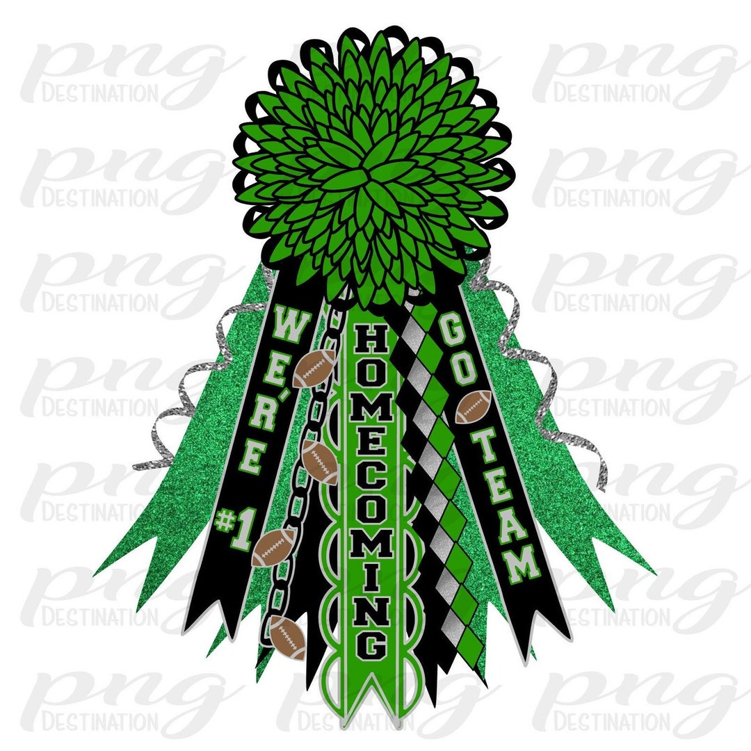 Green Homecoming Mum PNG /green Flower/shirt Mum/green Black Silver Mum ...