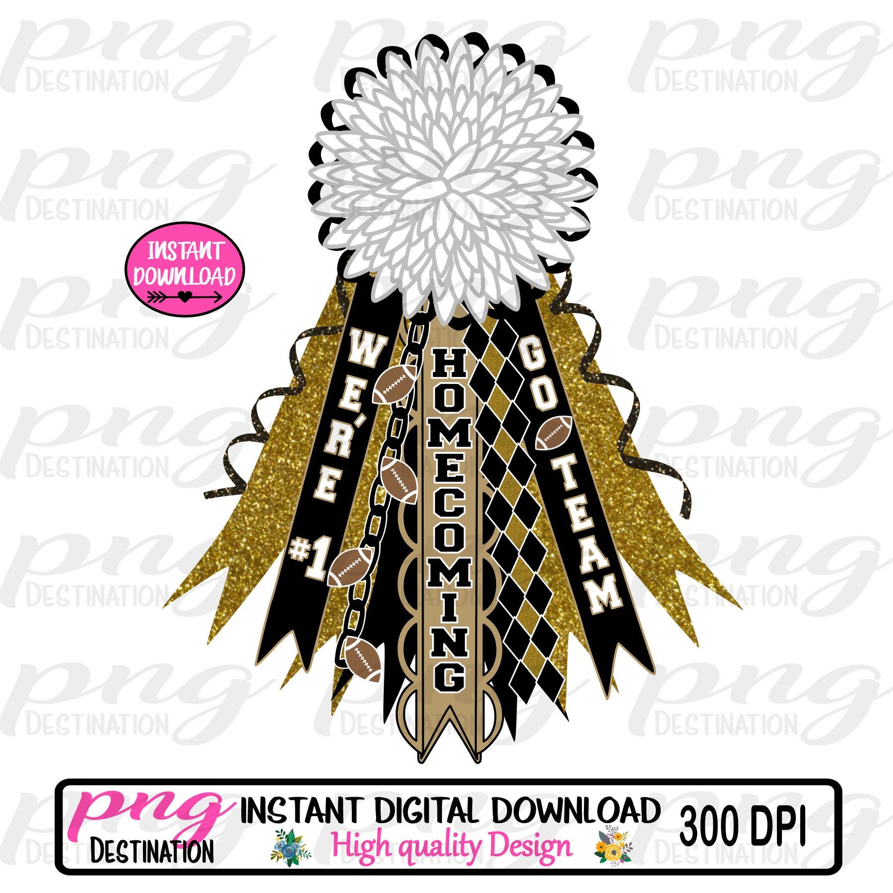Gold Homecoming Mum Png/white Black Gold /white Flower Mum/shirt Mum ...