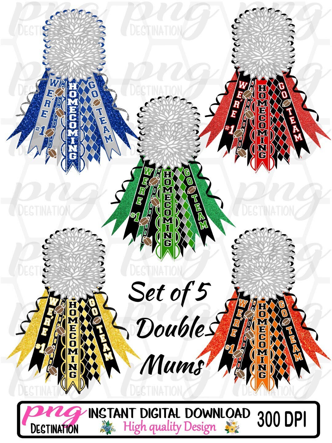 Double Mum Bundle/set of 5/homecoming Mums/white Flowers/shirt Mum ...