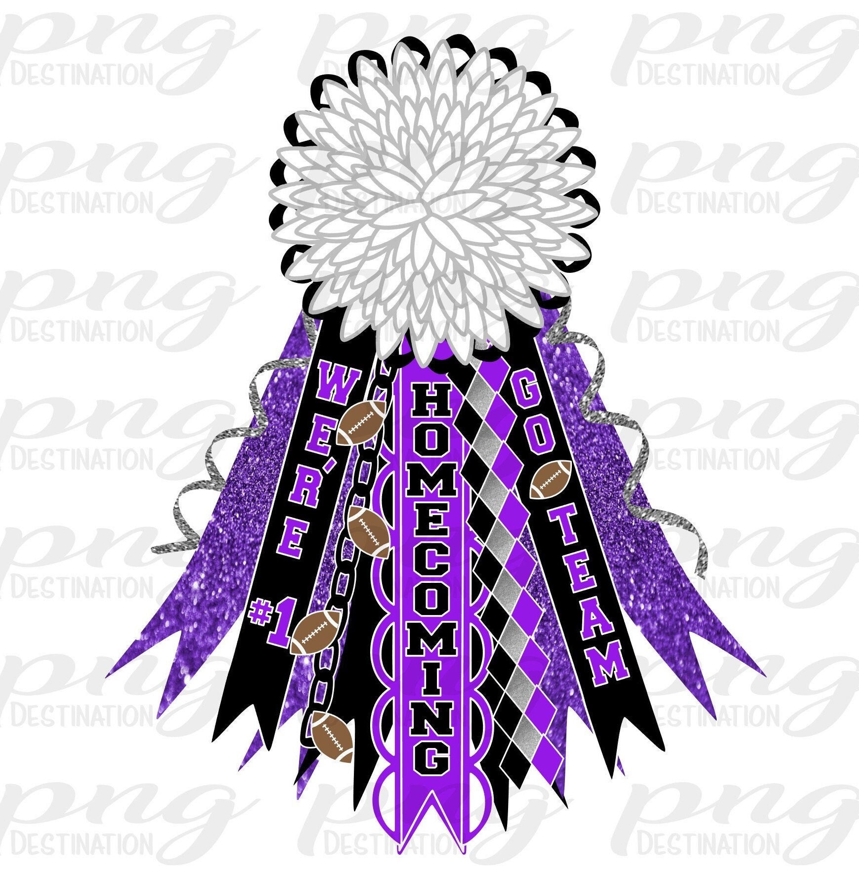 Purple Homecoming Mum Png/white Black Purple/white Flower Mum/shirt Mum ...