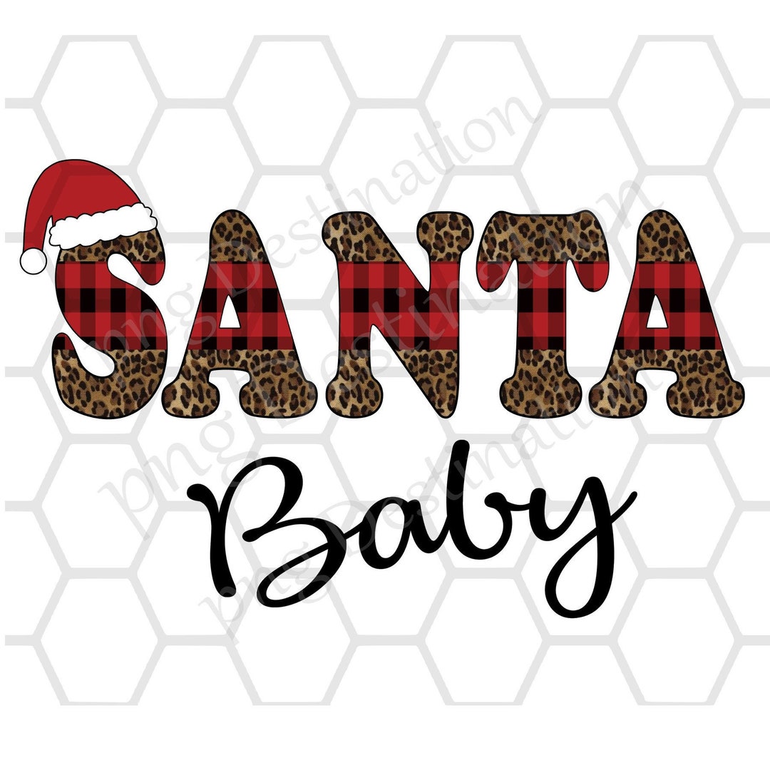 Santa Baby Christmas Design, PNG INSTANT DOWNLOAD, Leopard and Plaid ...