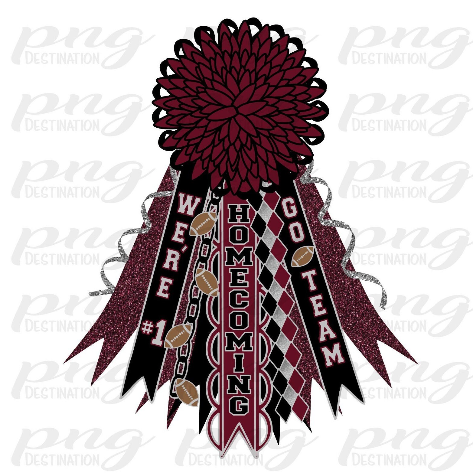 Maroon Homecoming Mum Png/maroon Flower/maroon Black Silver Mum/shirt ...