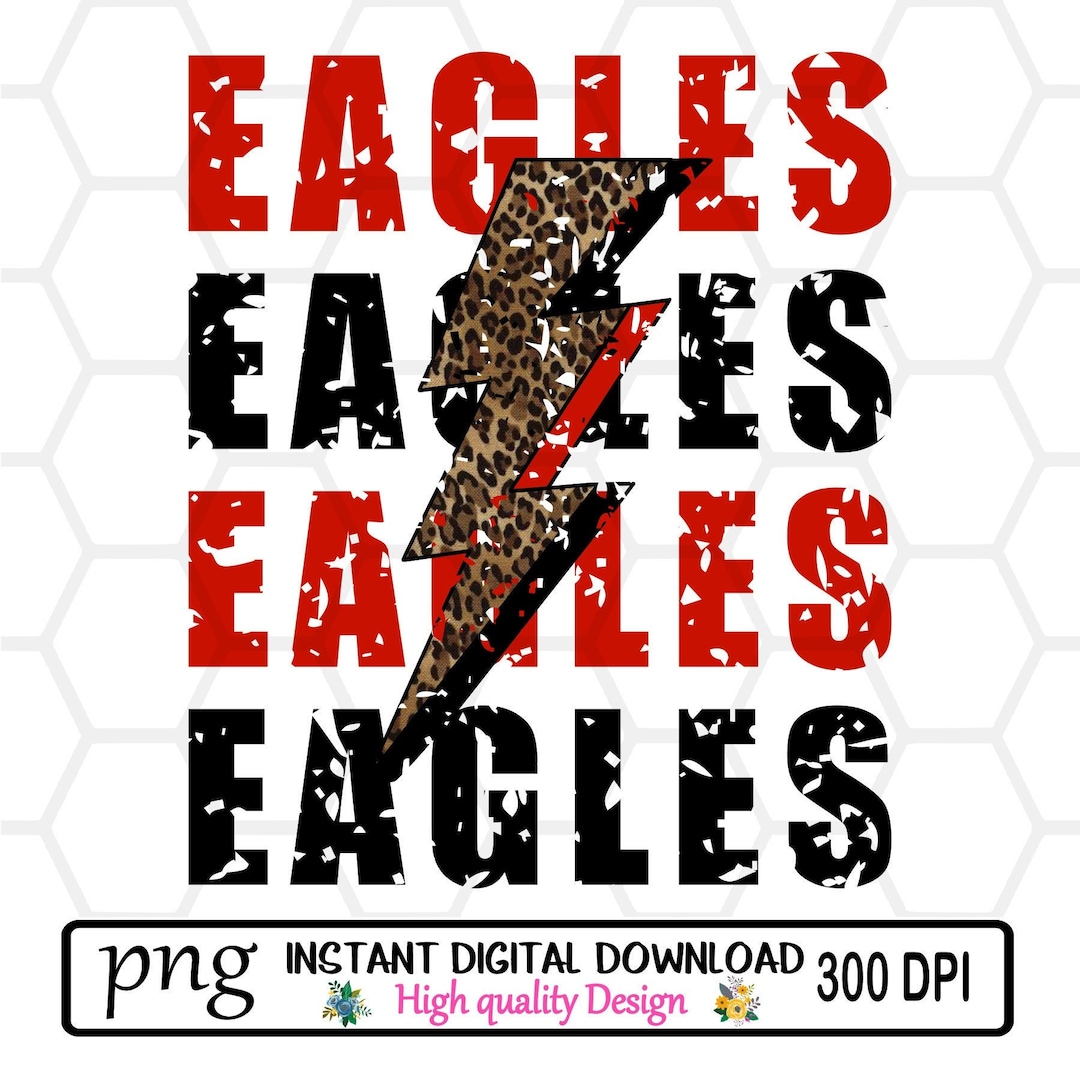 Eagles Red and Black // Leopard Lightning Bolt // School Spirit // Eagles Mascot // PNG Instant ...