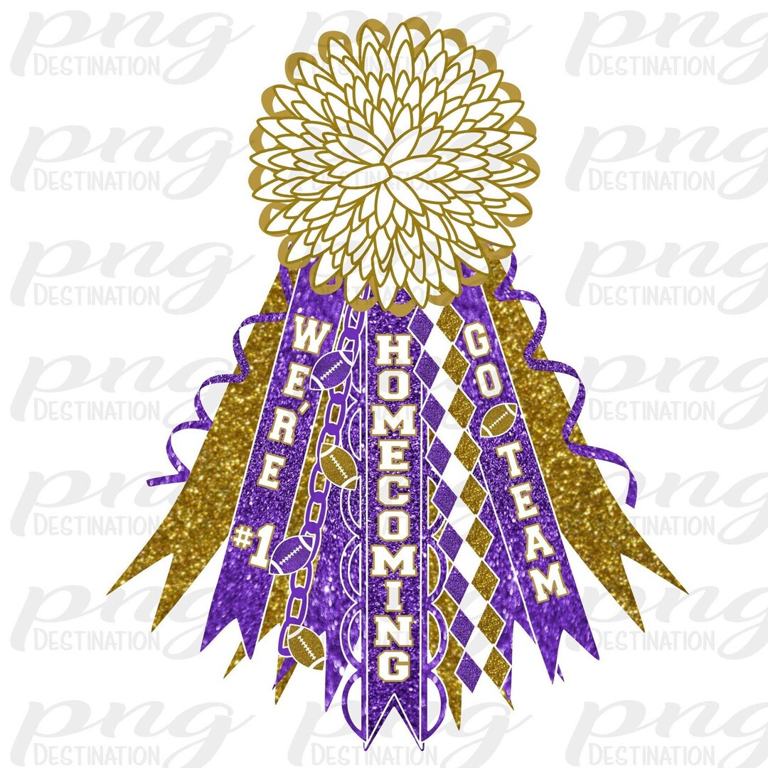 Homecoming Mum Png/purple Gold White/flower Mum White/shirt Mum/school ...