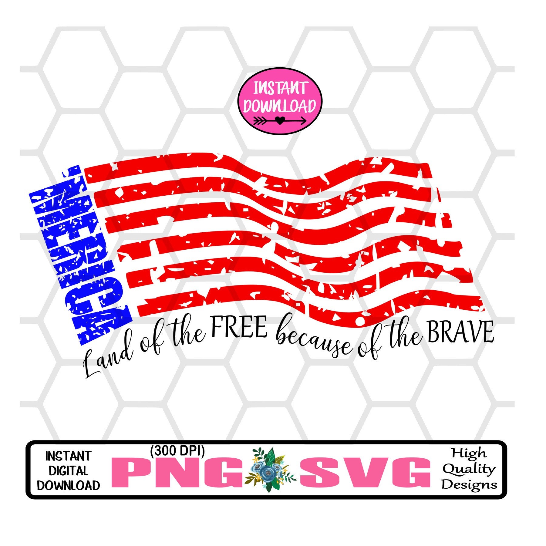 Distressed Merica Flag, Sublimation, Svg, PNG INSTANT DOWNLOAD, - Etsy ...