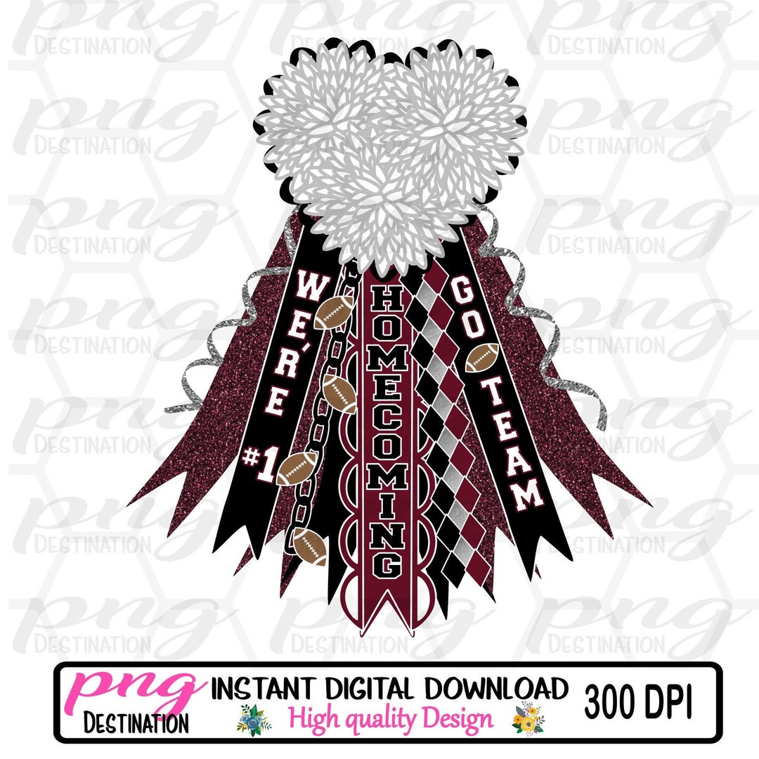 Maroon Triple Heart Homecoming Mum/maroon Silver Black /white Flower ...