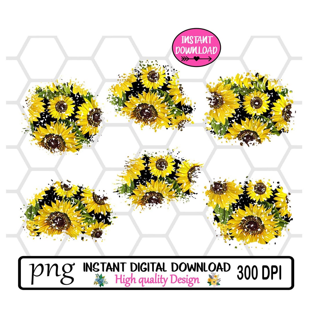 Sunflower DISTRESSED Patches, PNG DOWNLOAD, Distressed Sunflower ...