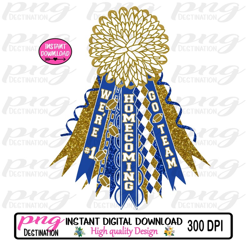 Gold Blue Homecoming Mum Png/gold White Blue/gold Flower Mum/shirt Mum ...