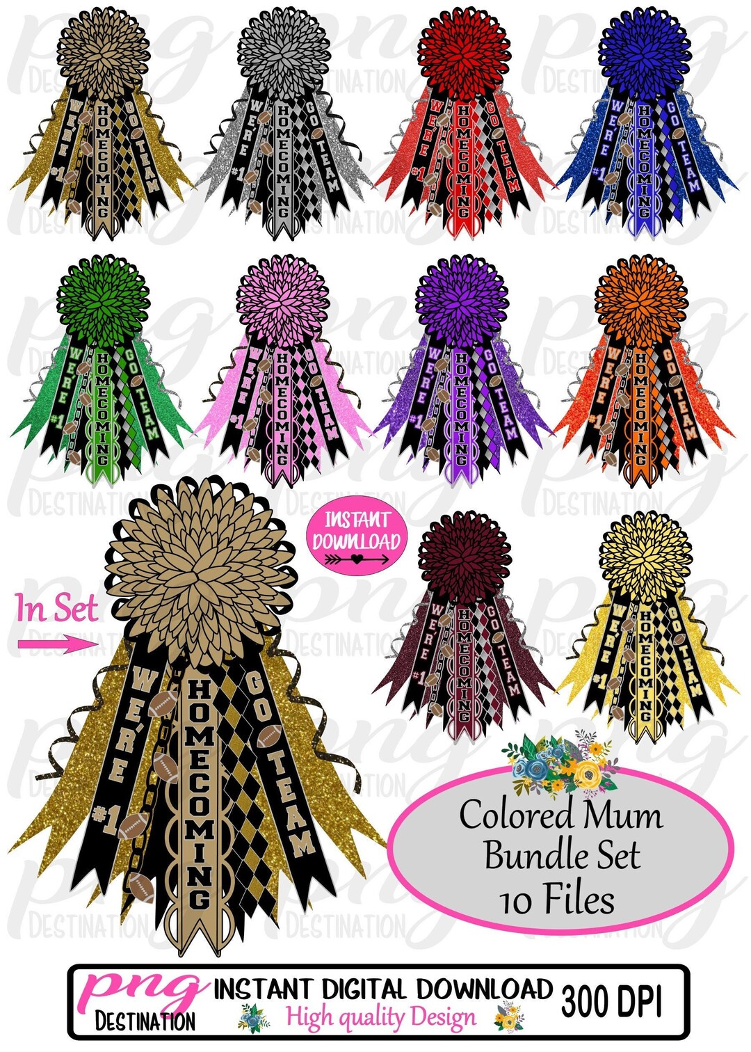 Homecoming Mum Set PNG/10 Files/bundle Set/colored Mum/team Set/shirt ...