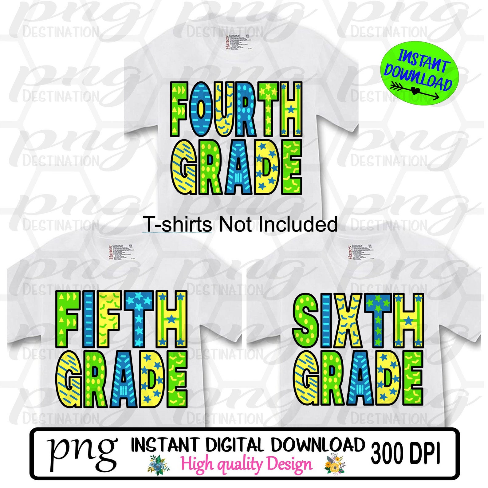 Grade Bundle Pack //back to School // Blue Green Yellow // Stacked ...