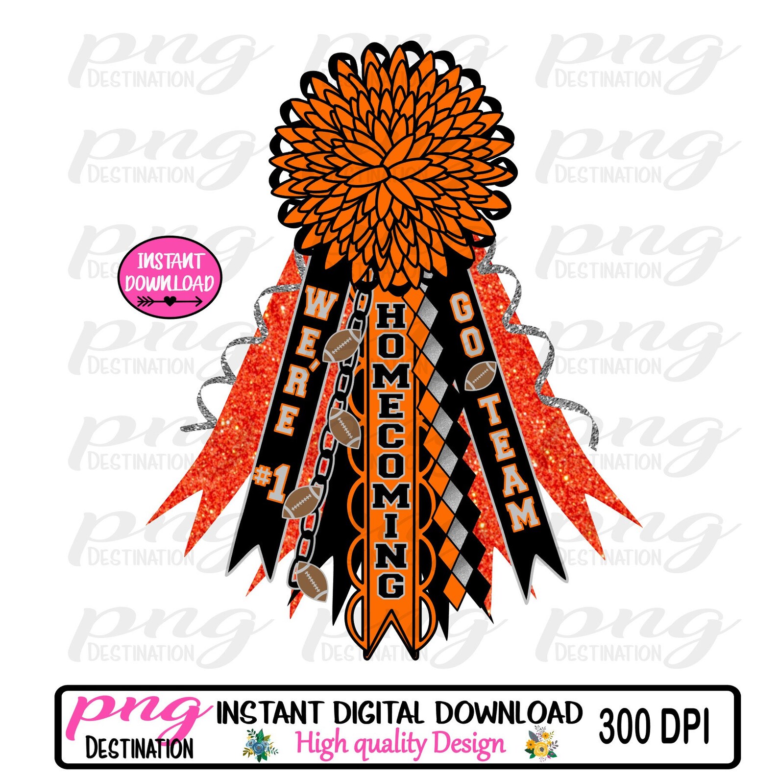 Orange Homecoming Mum PNG /orange Flower/shirt Mum/orange Black Silver ...