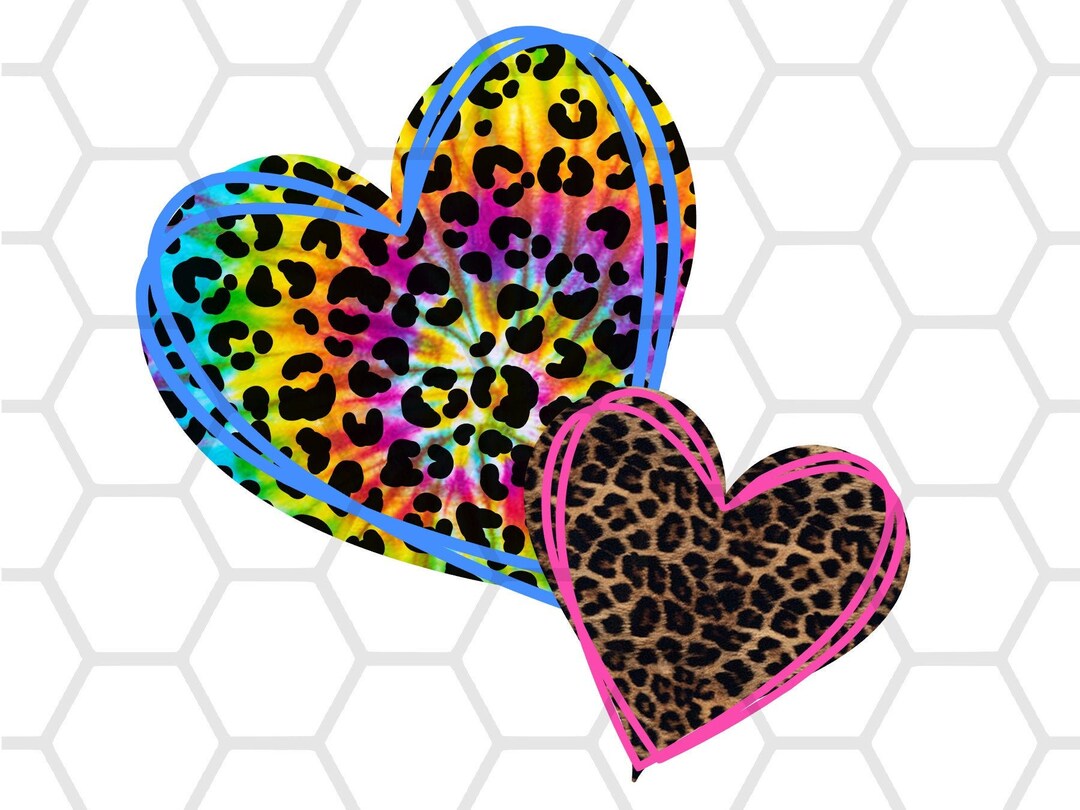 Double Leopard Heart, PNG INSTANT DOWNLOAD, Leopard Heart Sublimation ...