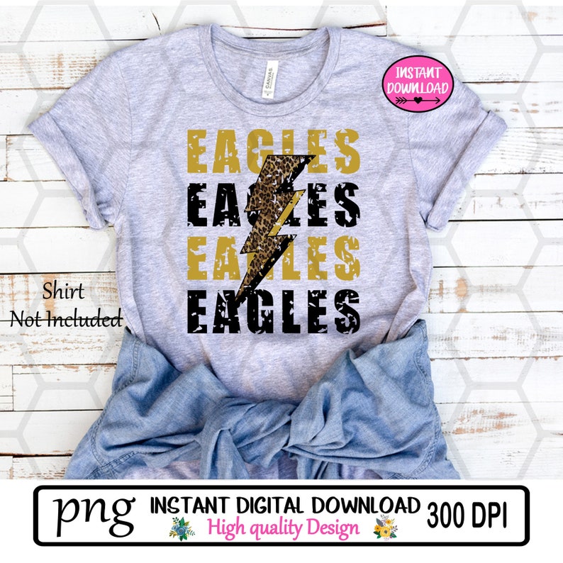 Eagles Distressed Black and Gold // Leopard Lightning Bolt // School Spirit // Eagles Mascot ...
