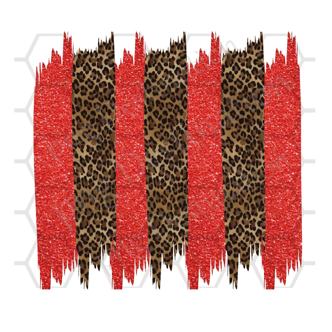 Brush Stroke Design, Red Glitter Leopard, PNG INSTANT DOWNLOAD ...