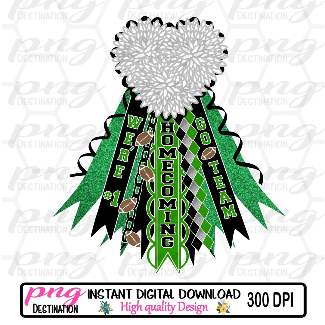 Green Triple Heart Homecoming Mum/green White Black/white Flower/shirt ...