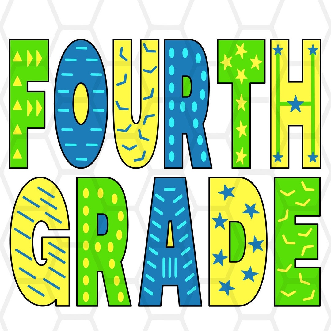 Fourth Grade // Blue Green Yellow // Stacked Design // School Grade ...