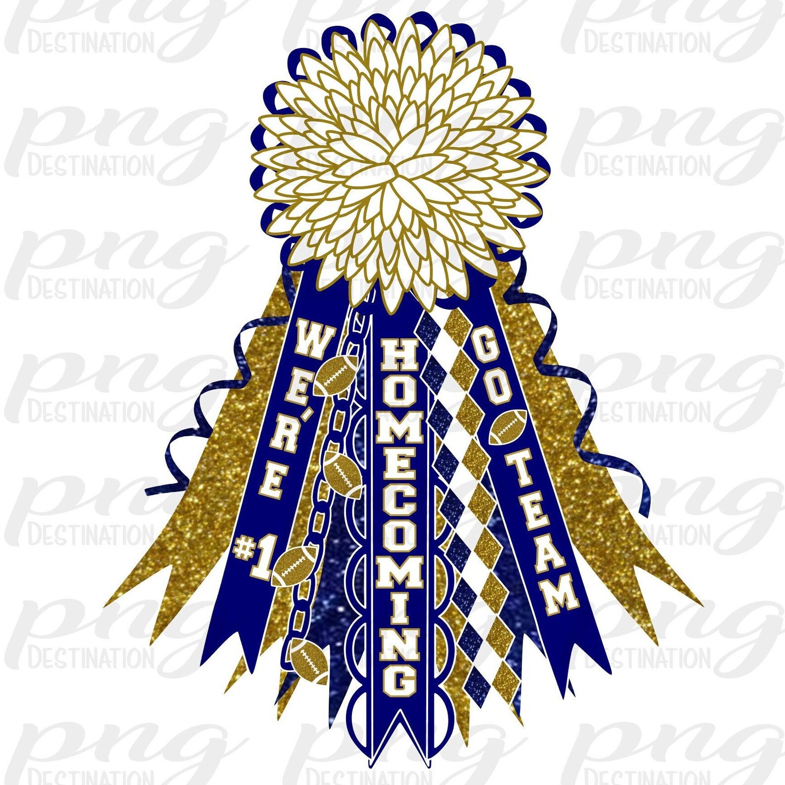 Gold Navy Blue Homecoming Mum Png/gold White Navy/gold Flower/shirt Mum ...