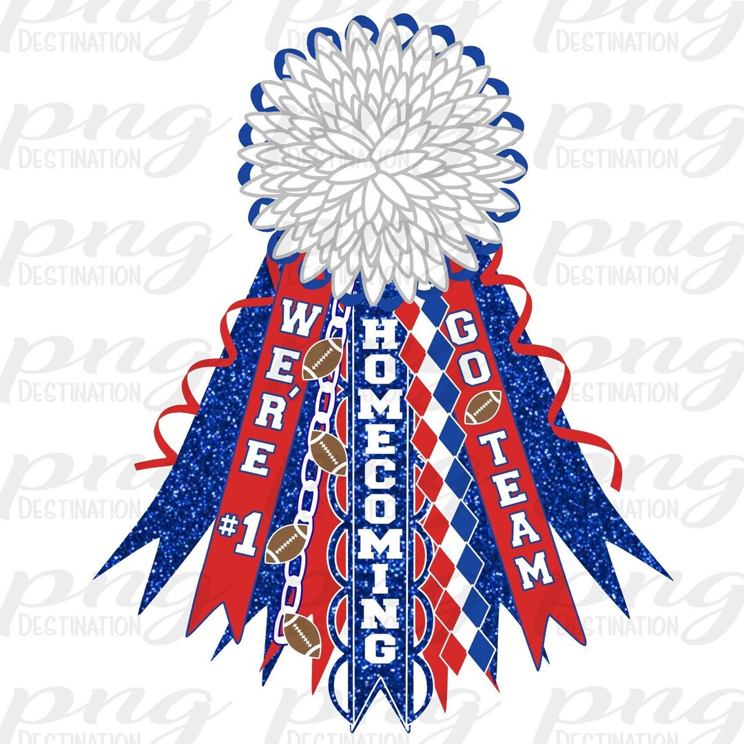 Royal Blue Red White Mum Png/homecoming Mum/white Flower Mum/shirt Mum ...