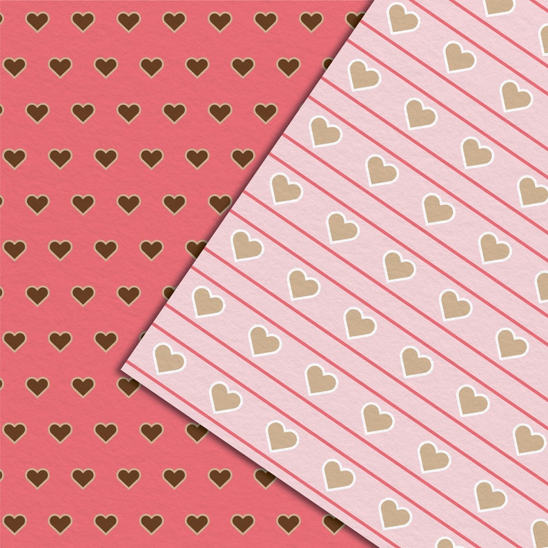 Hearts Digital Papers, Heart Pattern, Valentine's Day Papers, Cute ...