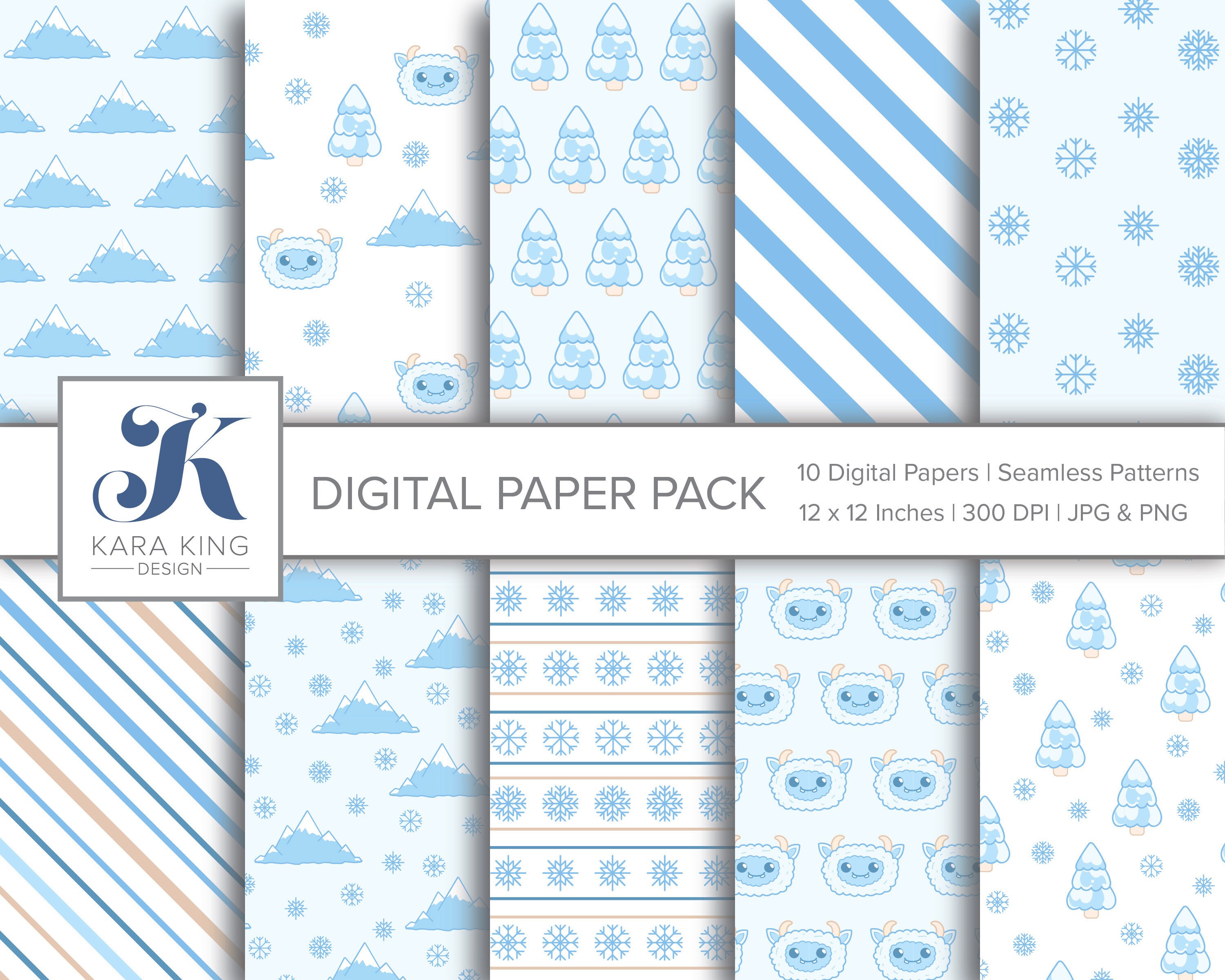Wintry Digital Papers Winter Patterns Icy Digital Paper - Etsy