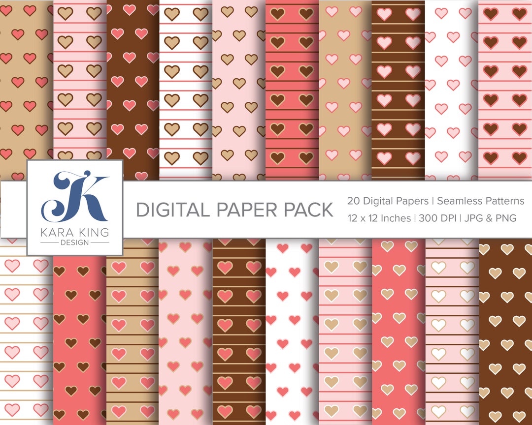 Hearts Digital Papers, Heart Pattern, Valentine's Day Papers, Cute ...