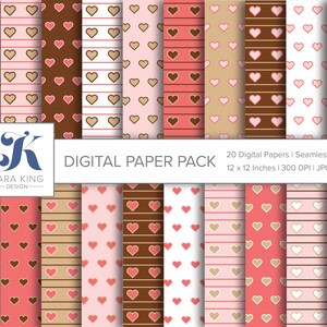 Hearts Digital Papers, Heart Pattern, Valentine's Day Papers, Cute ...