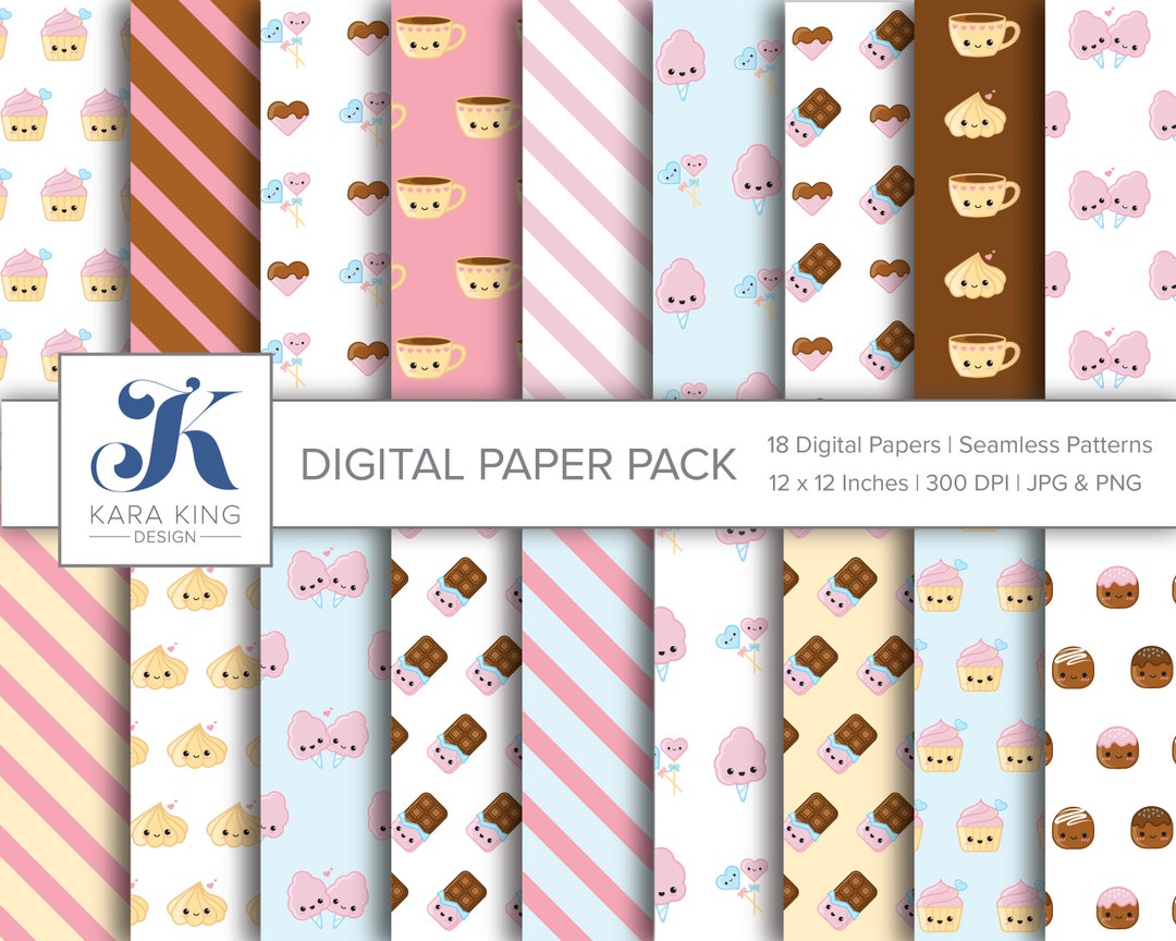 Sweet Treats Digital Papers, Sweets Patterns, Cute Desserts, Seamless ...