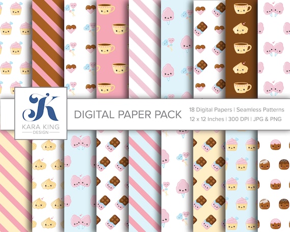 Sweet Treats Digital Papers Sweets Patterns Cute Desserts | Etsy