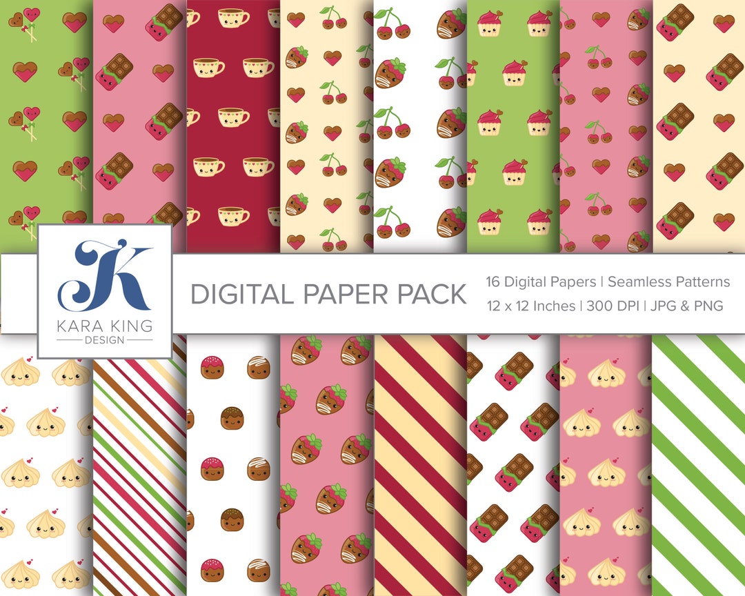 Sweet Treats Digital Papers, Sweets Patterns, Cute Desserts, Seamless ...