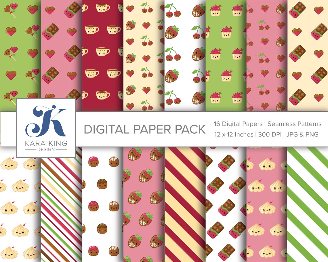 Sweet Treats Digital Papers, Sweets Patterns, Cute Desserts, Seamless ...