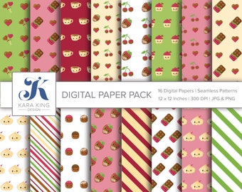 Donuts Digital Paper Pack Donuts Seamless Patterns Scrapbook - Etsy