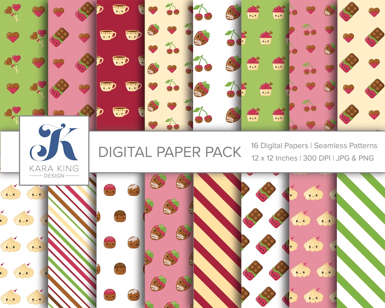Sweet Treats Digital Papers, Sweets Patterns, Cute Desserts, Seamless ...