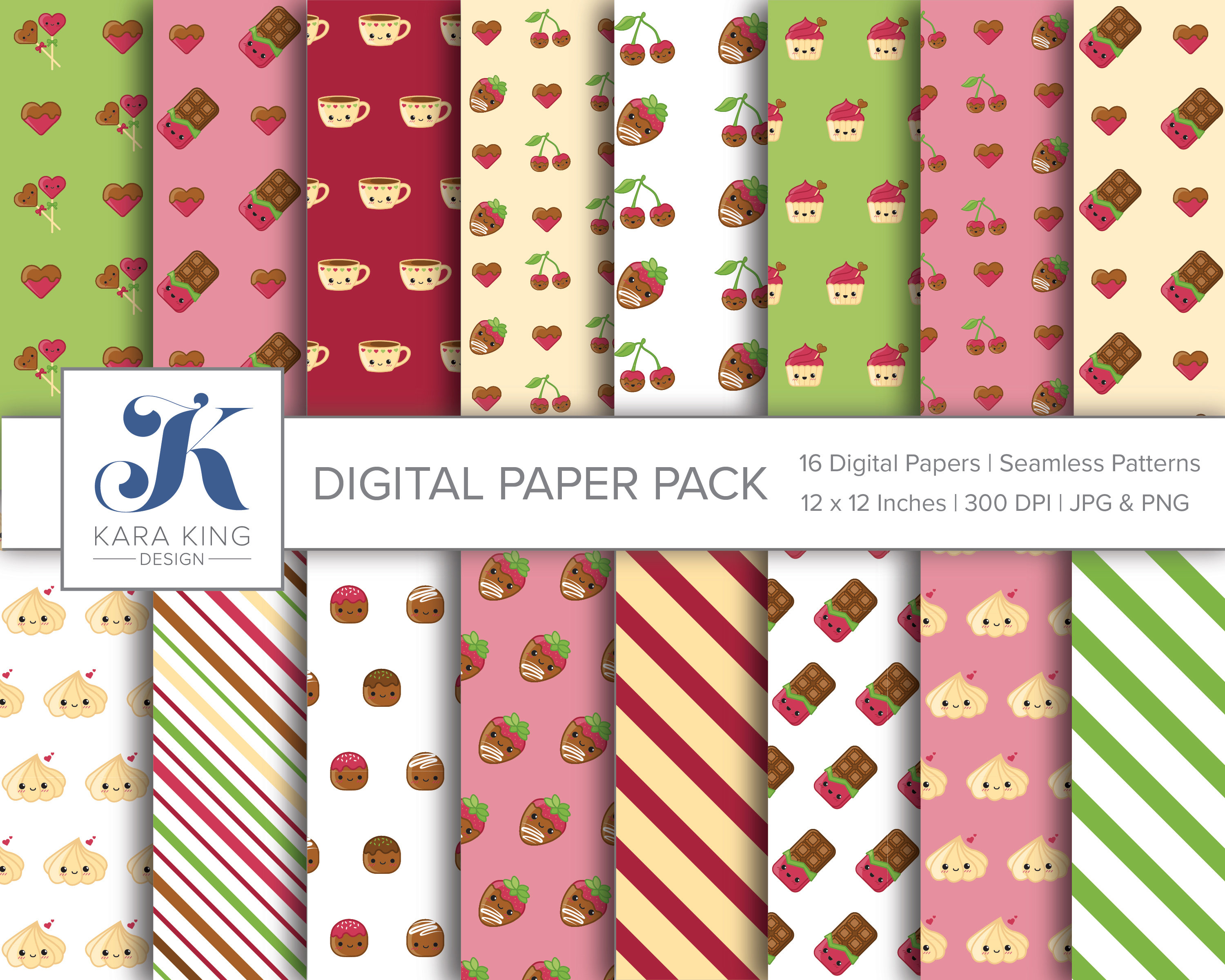 Sweet Treats Digital Papers, Sweets Patterns, Cute Desserts, Seamless ...