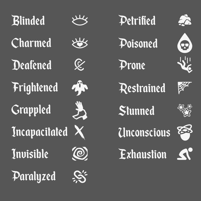 Dnd Condition and Inspiration Cards Dnd DM Gift Dungeon | Etsy