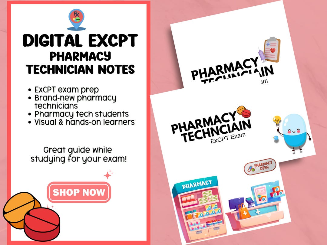 DIGITAL Excpt Study Guide 2026 | Pharmacy Technician Exam Prep Binder ...