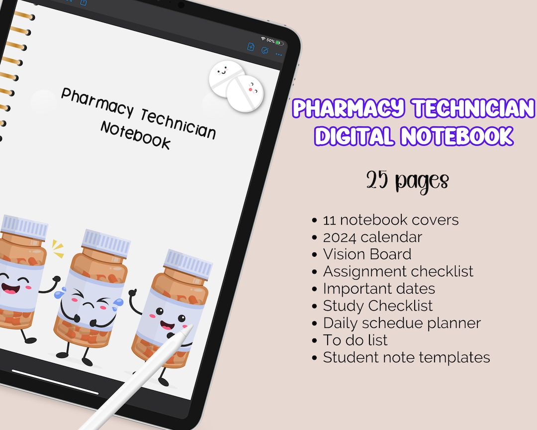 Pharmacy Technician Notebook | DIGITAL | Goodnotes| Instant Download - Etsy