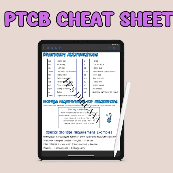Pharmacy Exam Cheat Sheet - Etsy