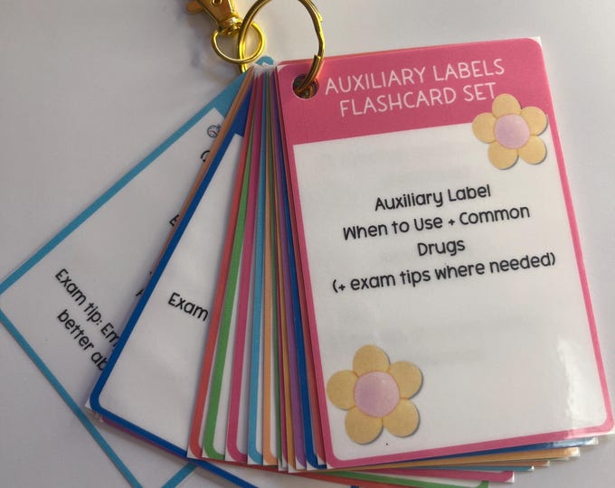 Auxiliary Label Flashcard Set | Physical Item| Pharmacy Technicians - Etsy