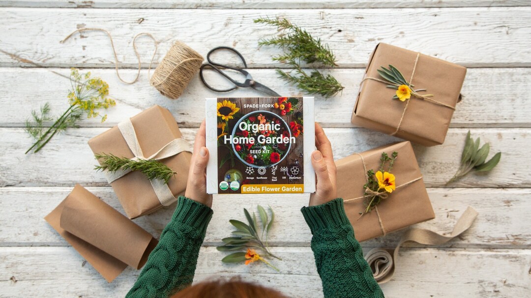 Indoor Edible Flower Garden Kit - Certified Organic Non GMO - Soil ...