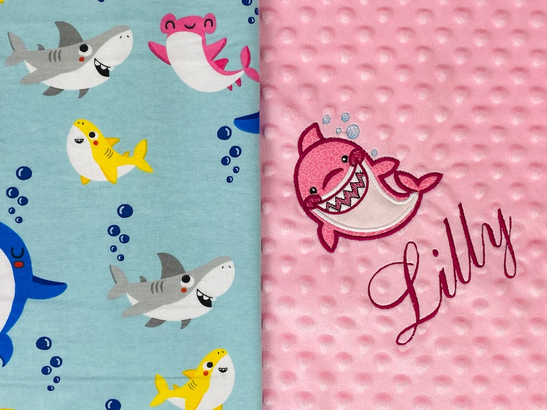 Sharks Flannel and Minky Baby Blanket, Personalized Baby Blanket or ...